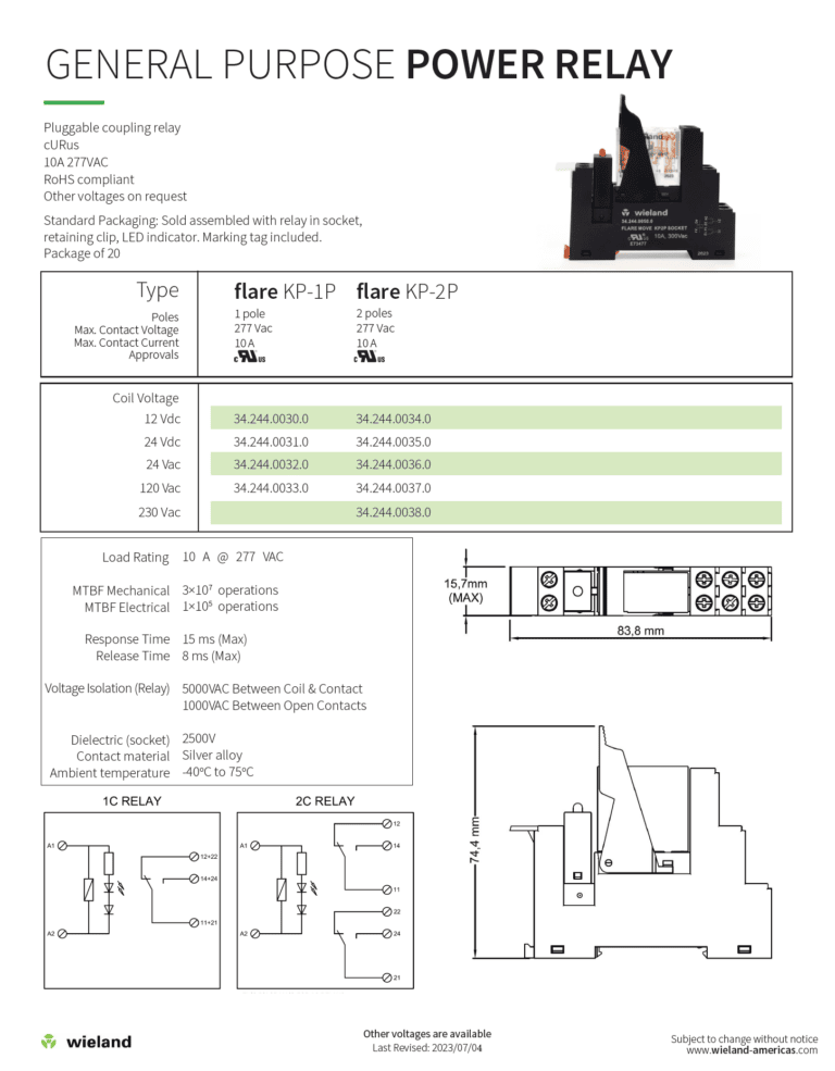 General Purpose Power Relay - Wieland Electric Inc.