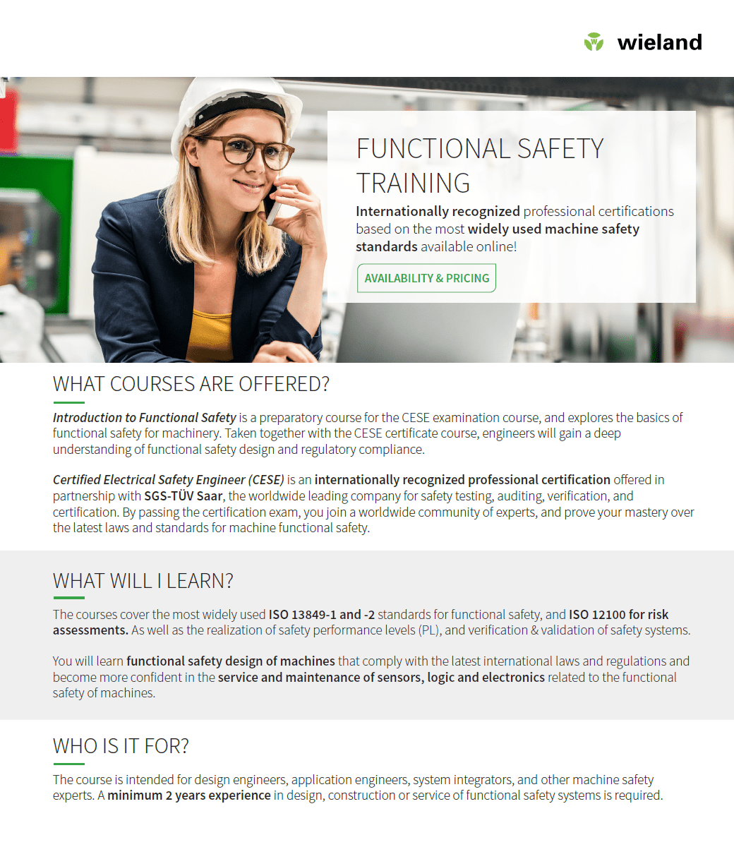 Functional Safety Training Intro & CESE - Wieland Electric Inc.